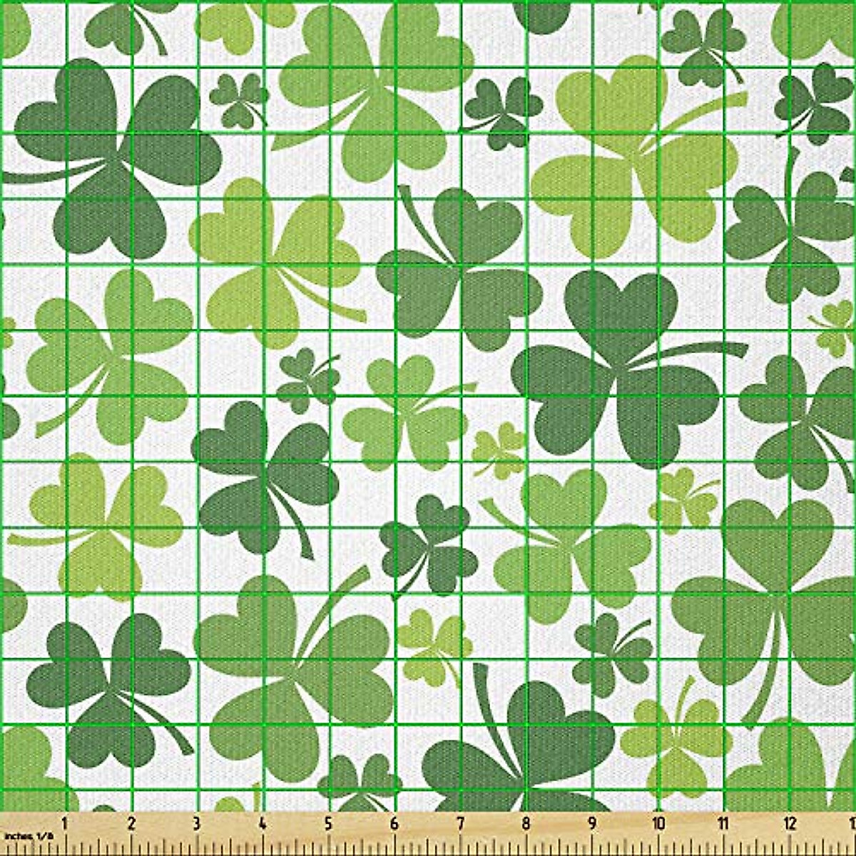 Ambesonne Clover Fabric by The Yard, St Patrick's Day Pattern with Irregular Continuous Shamrocks, Stretch Knit Fabric for Clothing Sewing and Arts Crafts, 1 Yard, Green Lime