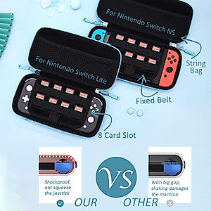 Carrying Case for Nintendo Switch & Switch OLED Portable Travel Bag - Cute Paw Ice Cream Ultra Slim Hard Protective Storage Cover Accessories - with 8 Game Cards Slot & Removable Strap & 4 Thumb Grip