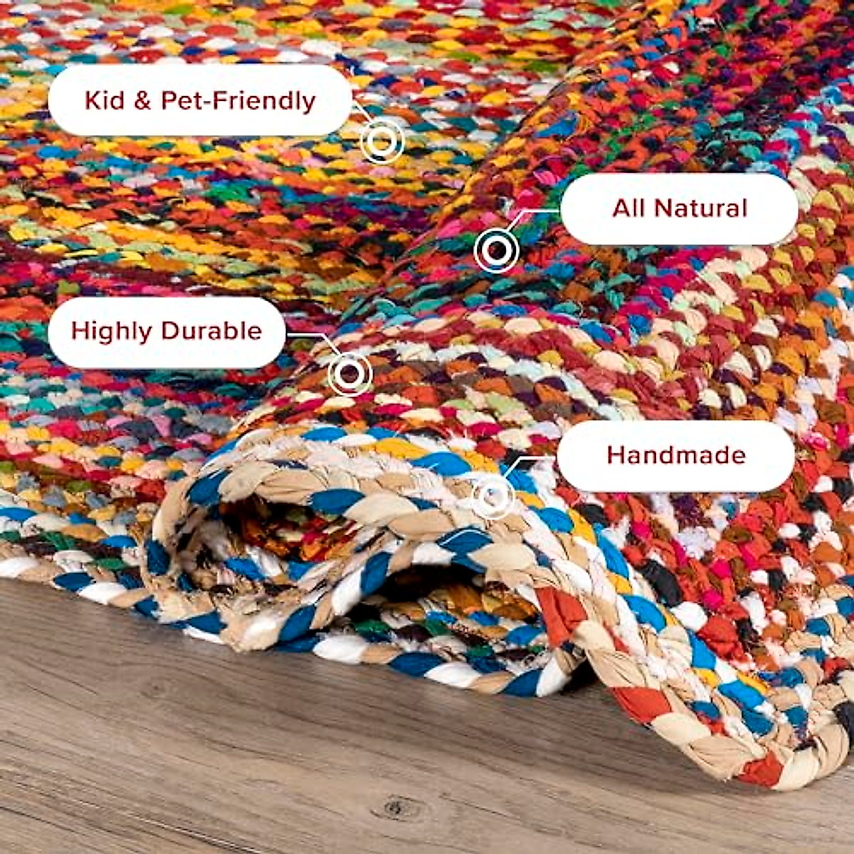 nuLOOM Tammara Bohemian Hand Braided Area Rug, 3x5, Multi