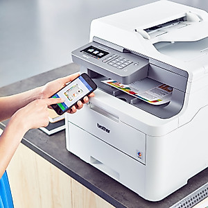 Brother MFC-L3710CW Compact Digital Color Wireless All-in-One Laser Printer, Print&Copy&Scan&Fax, 19ppm, 250 Sheets Capacity, 50-Sheet ADF, 3.7” Color TS, Wi-Fi, USB, Bundle with Printer Cable