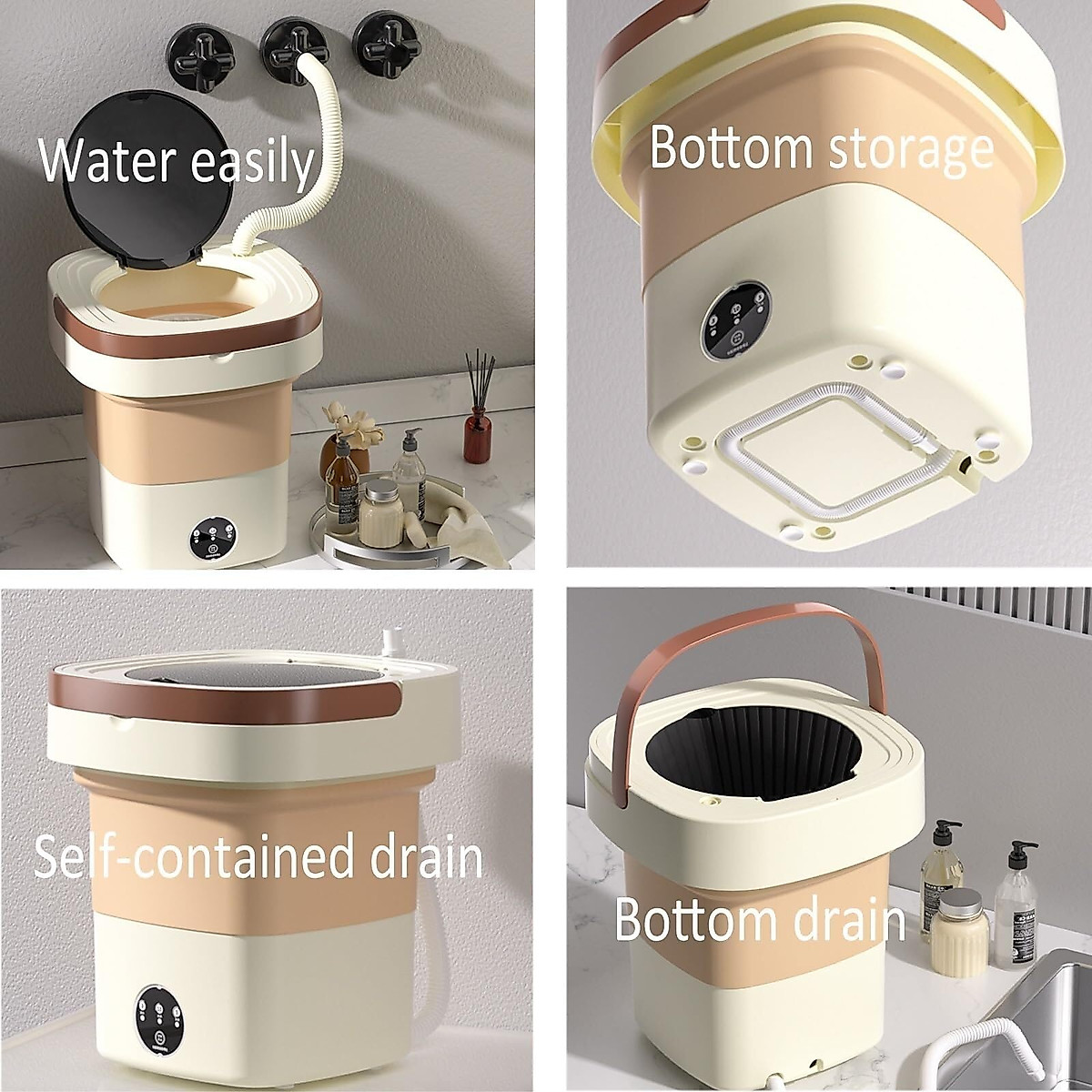 bofnold Portable Washing Machine, Mini Washing Machine Foldable, 15l Large Capacity, for Camping, Rv, Travel, Small Spaces, Lightweight and Easy to Carry (Color : Blue)