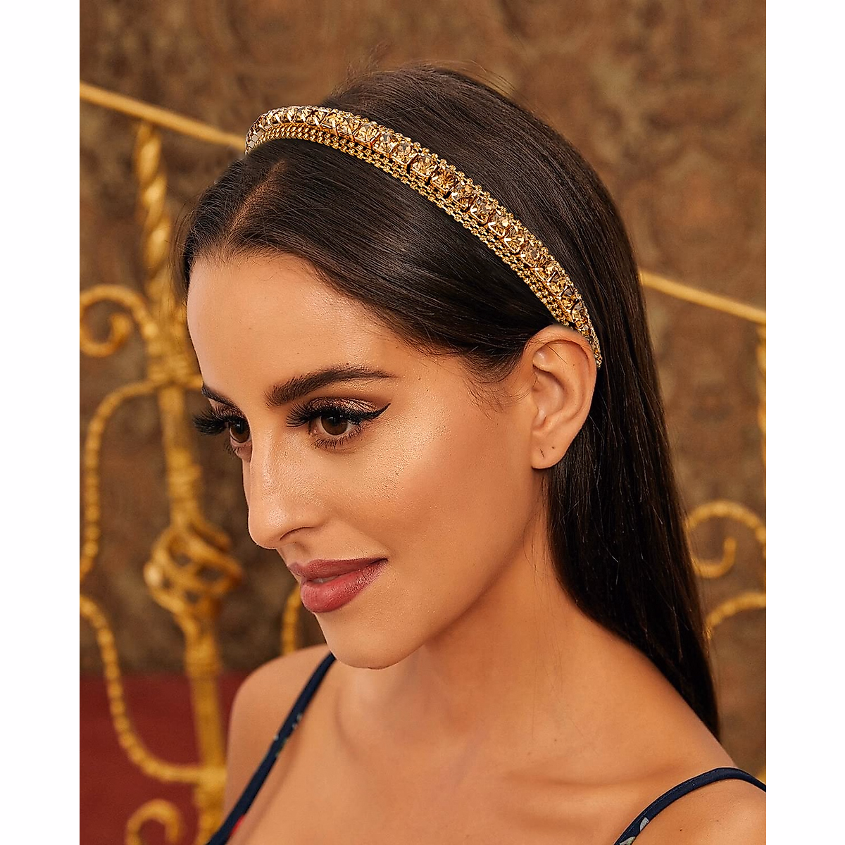 Wecoe Coffee Rhinestone Headband - Shine Bright Like a Diamond - Perfect for Weddings, Homecoming Prom, Birthday, Parties, and Daily Wear - Great Gift for Women and Girls!