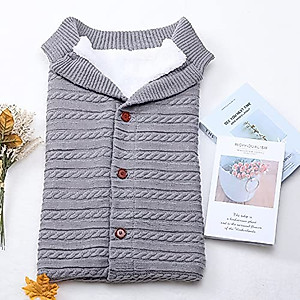 Jktown Newborn Baby Wrap Swaddle Blanket Knit Sleeping Bag Receiving Blankets Stroller Wrap for Baby(Grey) (0-6 Month), 27.56 x 15.75 in