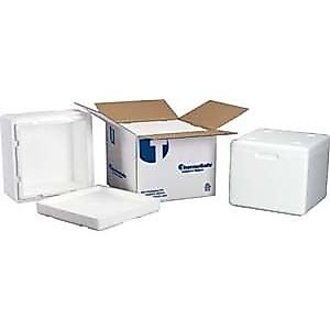 ThermoSafe 430 EPS Foam Multi Purpose Insulated Shipper Container with Corrugated Carton, 1.5" Wall Thickness, 20.25" L x 13.25" W x 13.25" H (Case of 4)
