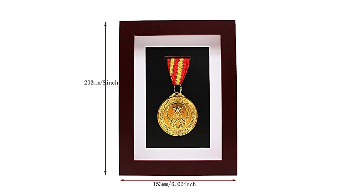 Solid Wood Medal Display Box for Medals & Photos - Durable & Stylish