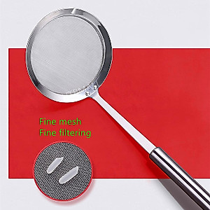 Skimmer Spoon, Stainless Steel Spider Strainer Skimmer Spoon Grease Fine Mesh Strainer Skimmer Spoons for Cooking Frying Skimming Grease, Foam and Gravy