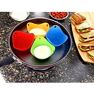 "Nonstick Silicone Egg Poacher, Egg Poaching Cup, Poached Egg Cooker, Egg Molds, Cookware for Microwave, Stovetop, Premium 4PCS."