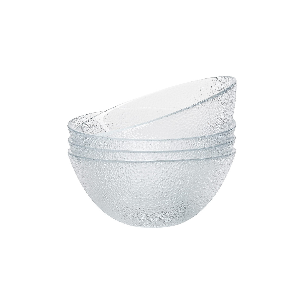 Vikko Soup Bowls, 6.5 Inch Salad Bowls, Glass Soup Bowls, Elegant Textured Glass Bowls, Set of 4, Dishwasher Safe