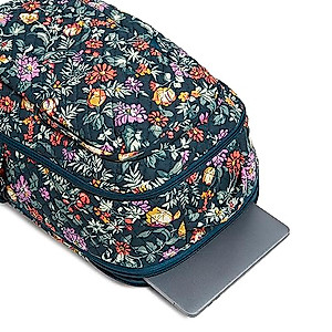 Vera Bradley Women's, Cotton Large Travel Backpack Travel Bag, Fresh-cut Floral Green, One Size