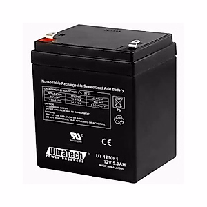 UltraTech Power Products 1250F1 12 Volt 5.0 Ah Sealed Lead Acid Battery - F1 Terminal (Replaces UT 1240) UT-1250F1