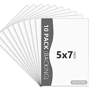 Somime 10 Packs White 5x7 Picture Mat with Backing,Acid Free Photo Prints 5x7 Picture Board