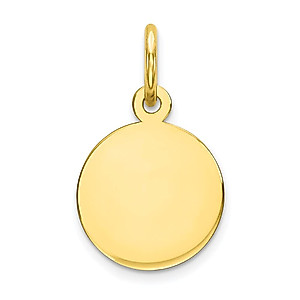 Auriga Fine Jewelry 10k Yellow Gold Plain .013 Gauge Circular Engravable Disc Charm and Pendant Gift for Women