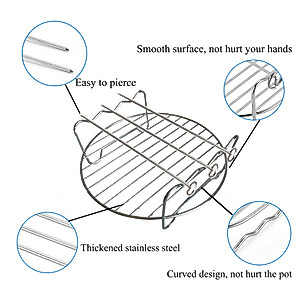 Air Fryer Accessories, 2Pcs Multipurpose Cooking Steaming Rack Skewer Rack With 3 Skewer Air Fryer Rack Kits Fits Most Air Fryer (US-6inch-2pcs)