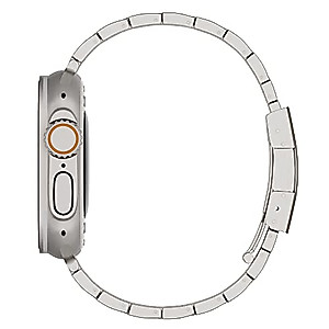 LDFAS Compatible for Apple Watch Band 49mm 45mm 44mm, Titanium Metal Watch Strap with Double Button Clasp for iWatch Bands Compatible for Apple Watch Ultra/SE, Apple Watch Series 8/7/6/5 Band, Silver