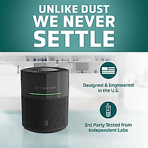 GermGuardian AirSafe+ Intelligent Air Purifier with 360° HEPA 13 Filter, Captures 99.97% of Pollutants, Wildfire Smoke, Large Rooms, Air Quality Sensor, UVC Light, Zero Ozone Verified, Black, AC3000B