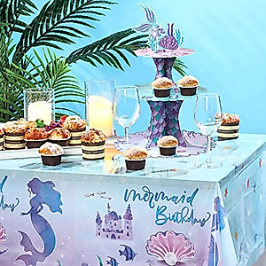Kritkin 2 Pieces Mermaid Cupcake Stand 3 Tier Mermaid Tail Cupcake Holder Mermaid Theme Dessert Stand for Under the Sea Mermaid Birthday Party Decorations Supplies Favors