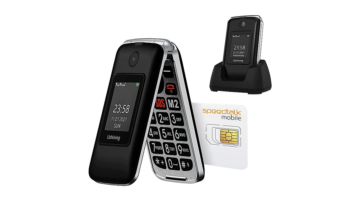 USHINING 4G Senior Flip Phone Unlocked with Speed Talk SIM Card Big ...