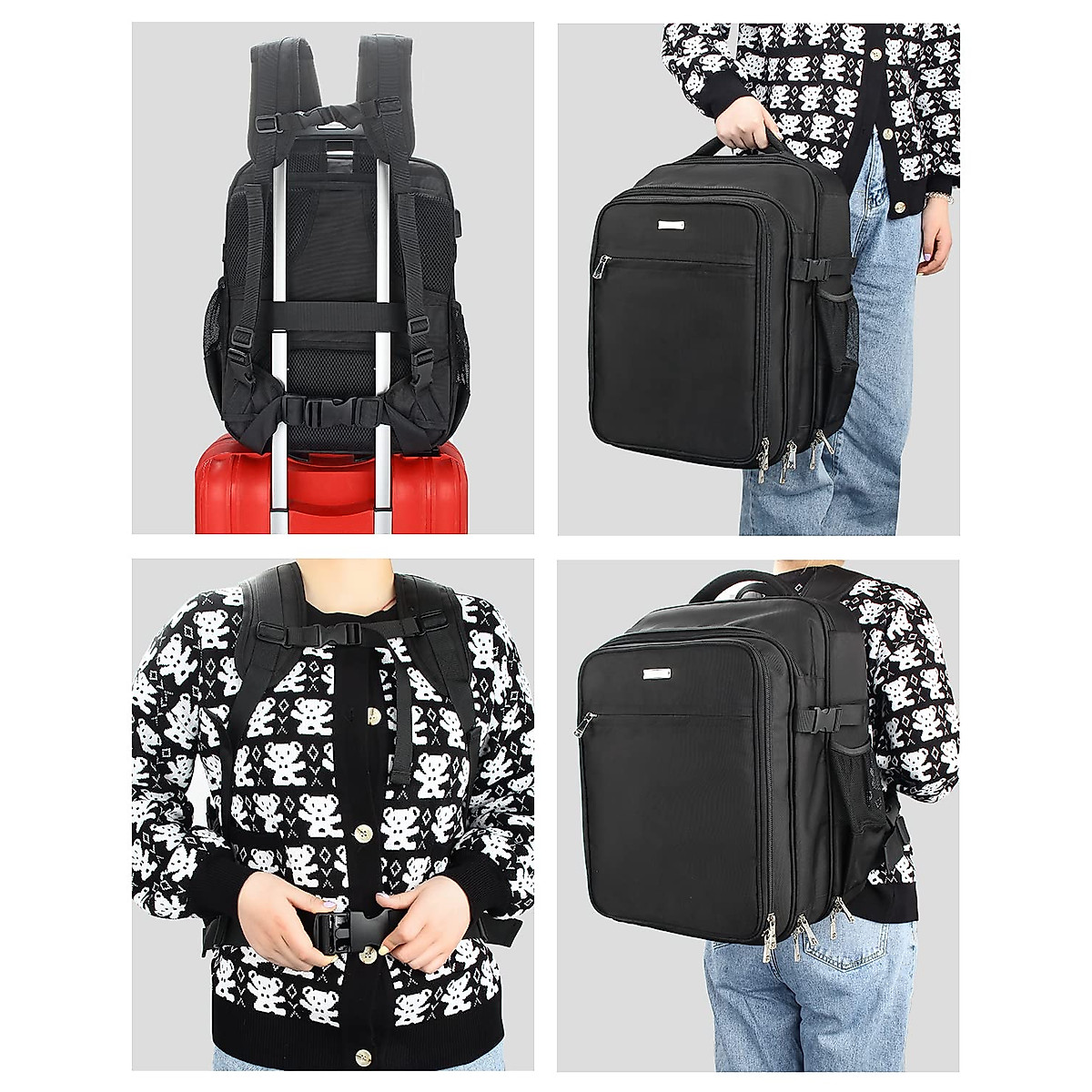 MONSTINA Barber Travel Backpack,16.5" Large Makeup Train Case for Hairdresser,Professiona Hairstylist Organizer Hairdressing Tool Box,Insulated Compartment,USB External Charging