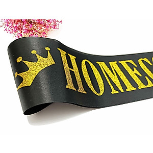 Homecoming Court Sash Black, 6 Pack Black Satin with Gold Glitter Letter Sashes for Pageants Homecoming Party School Dance Graduation Party Favors Decorations Accessories,Black