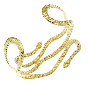 RechicGu Gold Chic Egypt Cleopatra Swirl Snake Arm Cuff Armlet Armband Open Bangle Bracelet