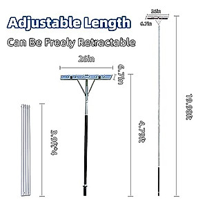 Soikier Thicken Snow Rake for House Roof with Wheels, 4.79" - 19.98" Extendable Aluminum Snow Roof Rake for Snow Removal, Anti-Slip Roof Rake Snow Removal Tool with 26" Blade & 5-Section Tubes