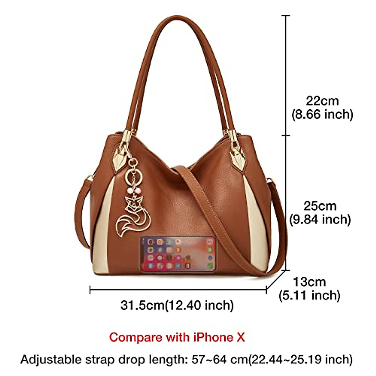 FOXLOVER Leather Handbags for Women, Genuine Leather Lady Top-handle Totes Women's Fashion Crossbody Bags Carryall Purses