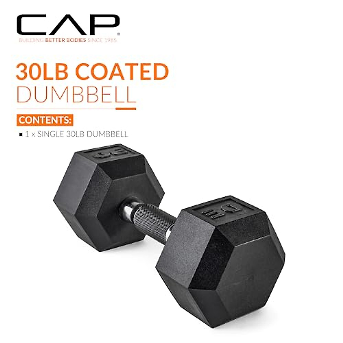CAP Barbell Coated Dumbbell Weights with Padded Grip, 30-Pound