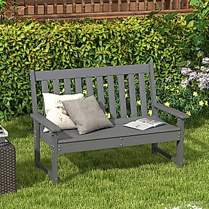 Tangkula 2-Person Outdoor Garden Park Bench, All-Weather HDPE Patio Loveseat Chair with Cozy Backrest, Ergonomic Loveseat Bench for Backyard, Poolside, Front Porch, 705 lbs Max Load