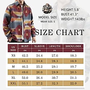 FindThy Men’s Brushed Flannel Shirts Ethnic Aztec Print Button Up Lapel Tribal Shirt Jacket Shacket(0682-Grey-L-LB)