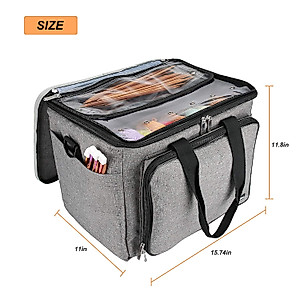 ProCase Knitting Bag with Inner Divider, Yarn Storage Organizer Crochet Tote Bags for Projects, Knitting Needles, Crochet Hooks and Other Knitting Supplies (No Accessories Included), Black