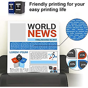 GPC Image Remanufactured Ink Cartridge Replacement for HP 56 57 Ink High Yield to use with Deskjet 5550 5650 5150 5850 Photosmart 7260 7450 7150 7350 Printer (1 Black, 1 Tri-Color, 2-Pack)