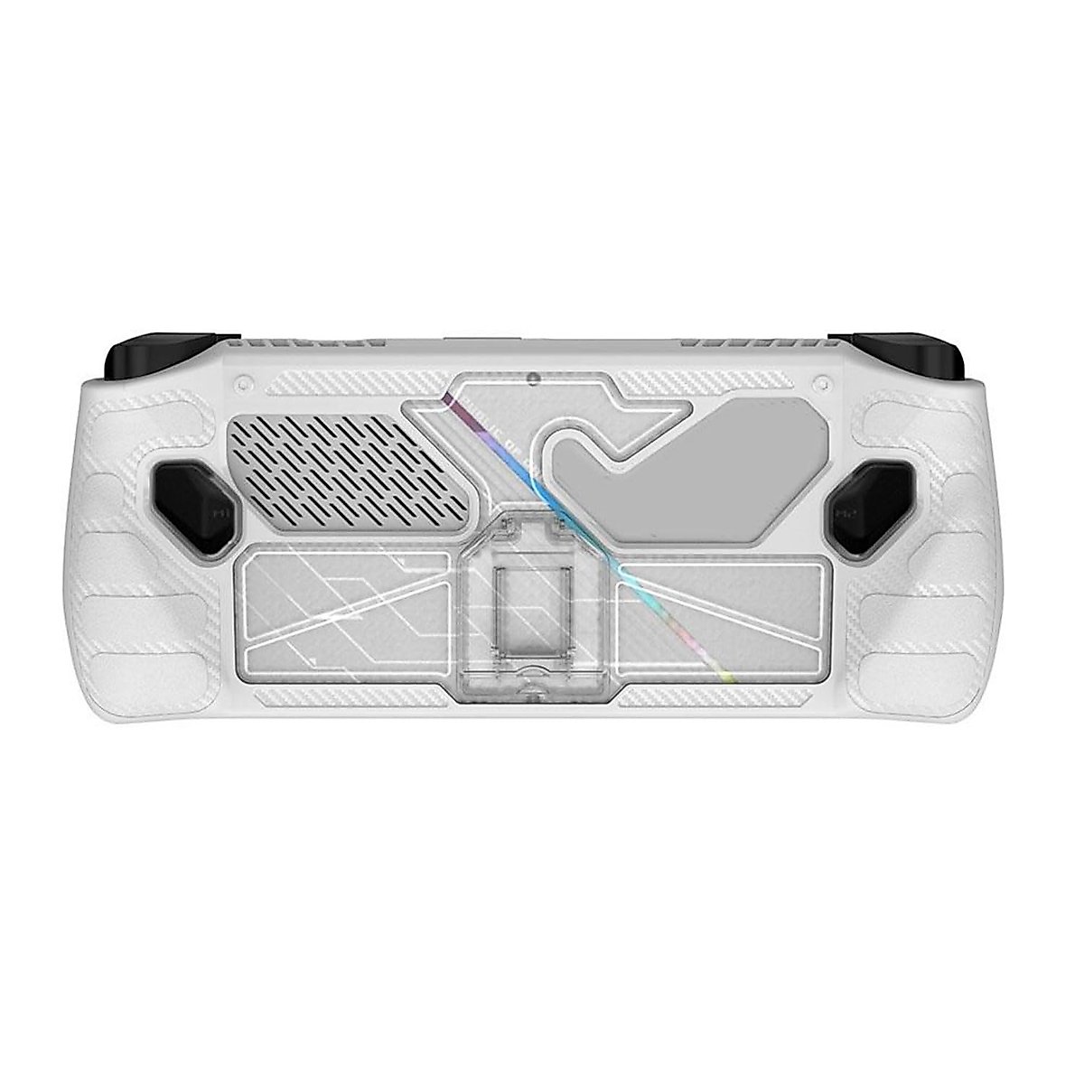 Protective Case with Foldable Kickstand for ASUS Rog Ally 2023 Release Handheld Game Console Full Body Drop-Proof Protector Stand Case with Shockproof,Non-Slip,Anti-Collision (White+Clear)