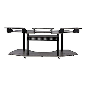 Acme Eleazar Wooden 4-Shelf Music Recording Studio Desk in Black Oak