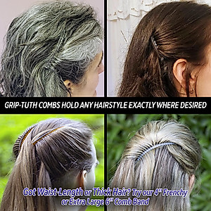 Good Hair Days Grip-Tuth Combs - Set Of 2 Hair Side Combs - Hair Combs For All Types Of Hair - Decorative & Hair Styling Women Accessories (Clear, 3 ¼ ″ Wide)