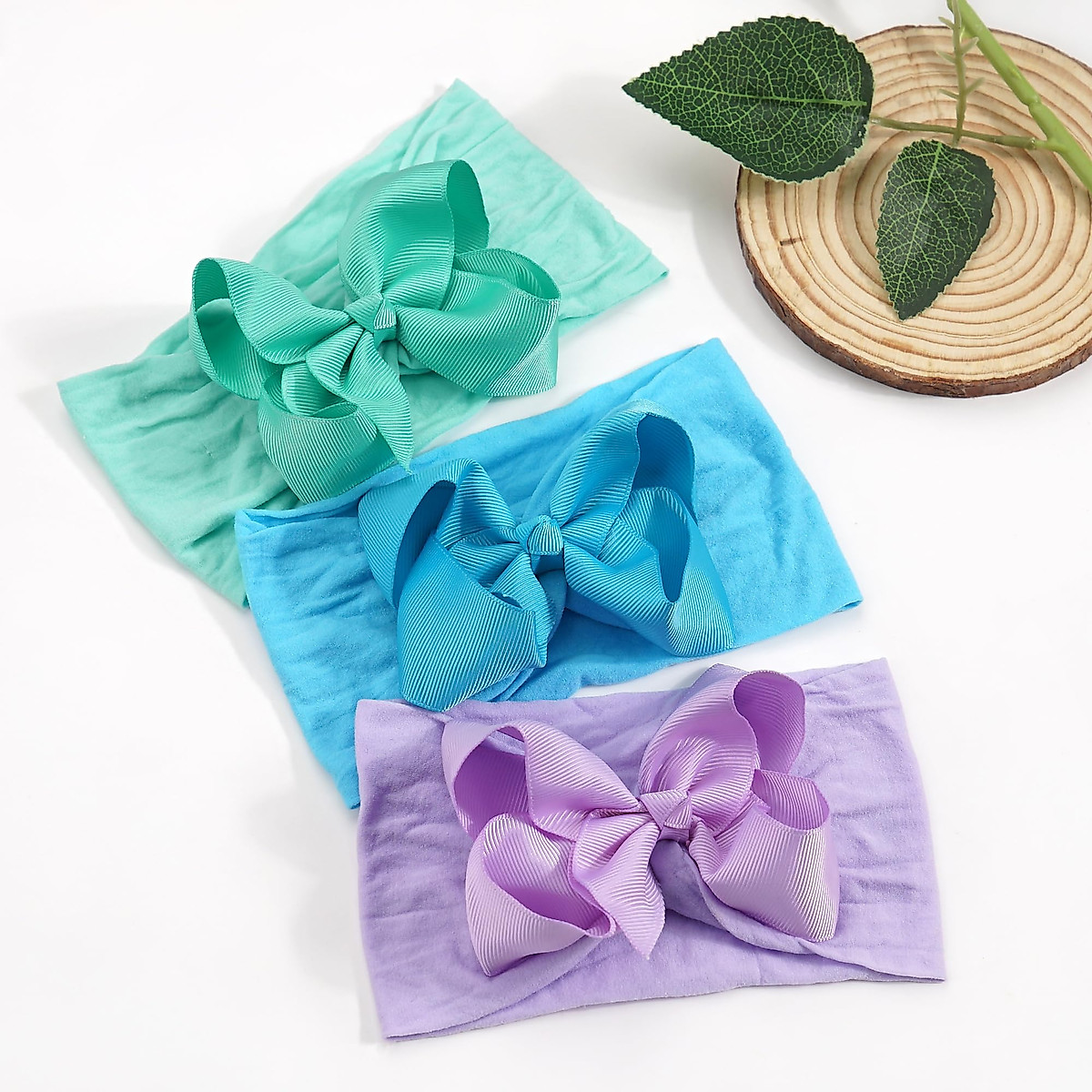 CÉLLOT 20 Colors Baby Girl Headbands with 4.5 Inches Hair Bows Nylon Turban Head Wraps Headbands for Newborn Infants and Toddlers