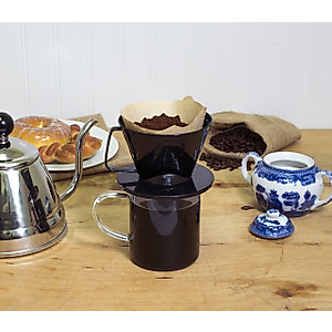 Fino Pour-Over Coffee Brewing Filter Cone, Number 1-Size, Black, Brews 1 to 2-Servings