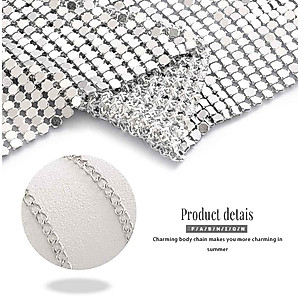 Edary Body Chain Sequin Halter Chain Silver Sequins Vest Crop Top Sparkly Chest Chain Jewelry for Women