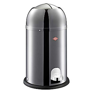 Wesco Jr Kickmaster Junior-German Designed-Step Trash Can, Powder Coated Steel, 4 Gallon / 15 L, Stainless Steel, 12L, Stainless