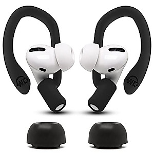 WC HookZ + WC TipZ - Over Ear Hooks and Memory Foam Tips Combo for Airpods Pro by Wicked Cushions | Black & Black