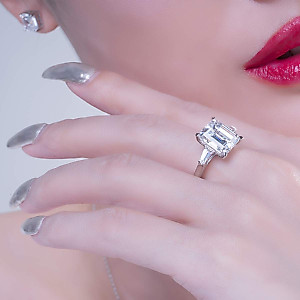 AINUOSHI Engagement Rings for Women 4ct Emerald Cut Cubic Zirconia CZ 925 Sterling Silver Wedding Rings Christmas Gifts for Women Anniversary Valentines Day Gifts for Her (7)