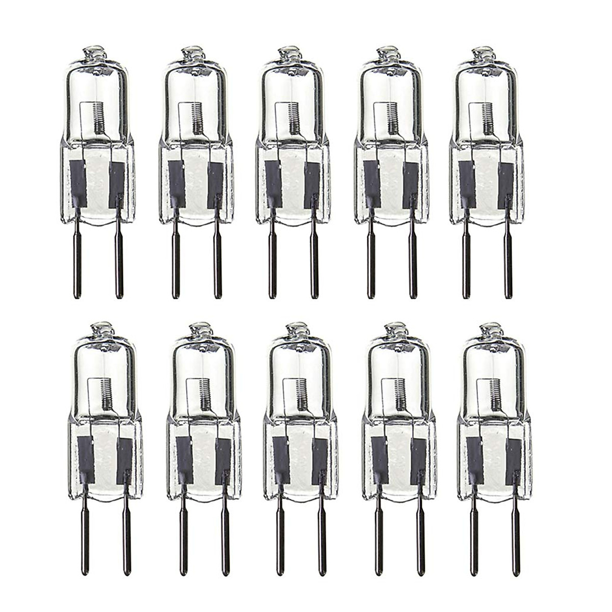GY6.35 Halogen Bulbs 20W G6.35 20 Watt 12V Halogen Lamps 12 Volt JC Type Halogen Light Bulb,G6.35 GY6.35 Bi-Pin Base,Clear Glass Lens,Warm White 2700K,10 Pack