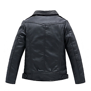 LJYH Children Collar Motorcycle Faux Leather Coats Kids Bomber PU Soft Leather Jackets 5/6yrs