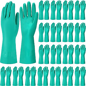 Potchen 20 Pairs Chemical Resistant Gloves Heavy Duty Nitrile Gloves Thick Work Cleaning Resist Household Acid, Alkali Gloves (X-Large)