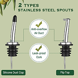 AOZITA 17oz Clear Glass Olive Oil Dispenser Bottle - 500ml Oil & Vinegar Cruet with Pourers and Funnel - Olive Oil Carafe Decanter for Kitchen