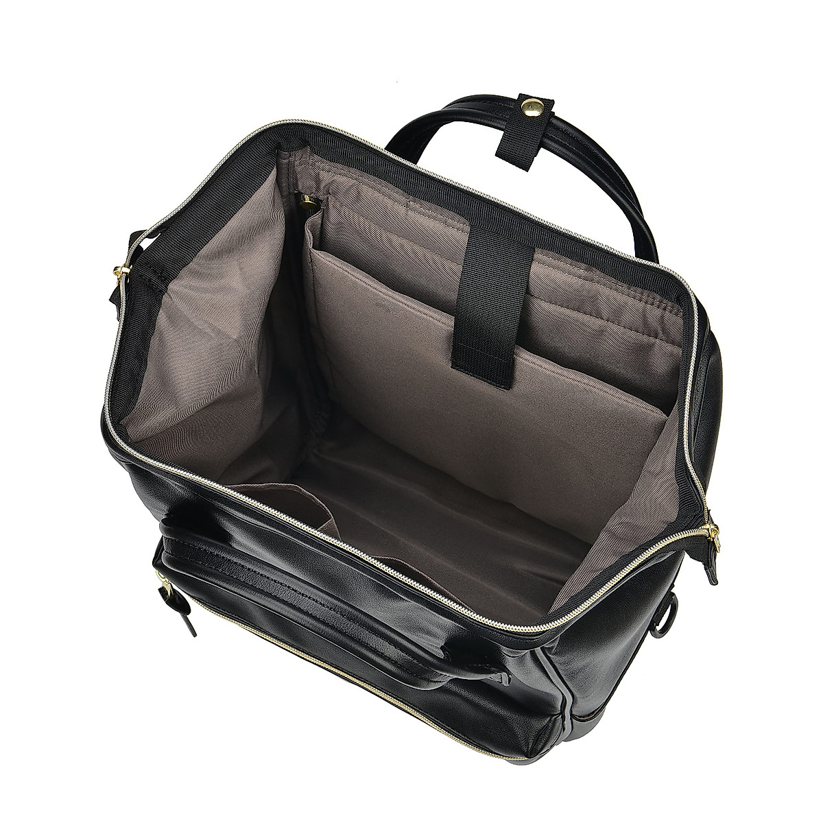 Kah&Kee Leather Backpack Diaper Bag Laptop Travel Doctor Teacher Bag For Women Man (Black II)