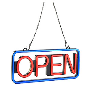 BritTech 21'' X 10'' Ultra Bright LED Neon Open Sign - Remote Controlled - Get Your Business Seen Day or Night(21'' X 10'' Blue/Red)