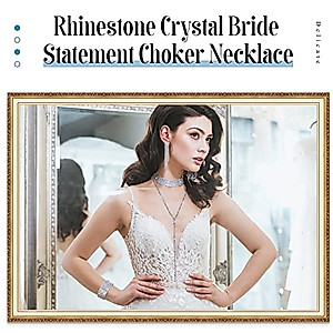 4 Pcs Rhinestone Clutch Purses Jewelry for Women, Silver Bride Purse Crystal Statement Necklace Dangle Earrings Bracelet (Chain Style)