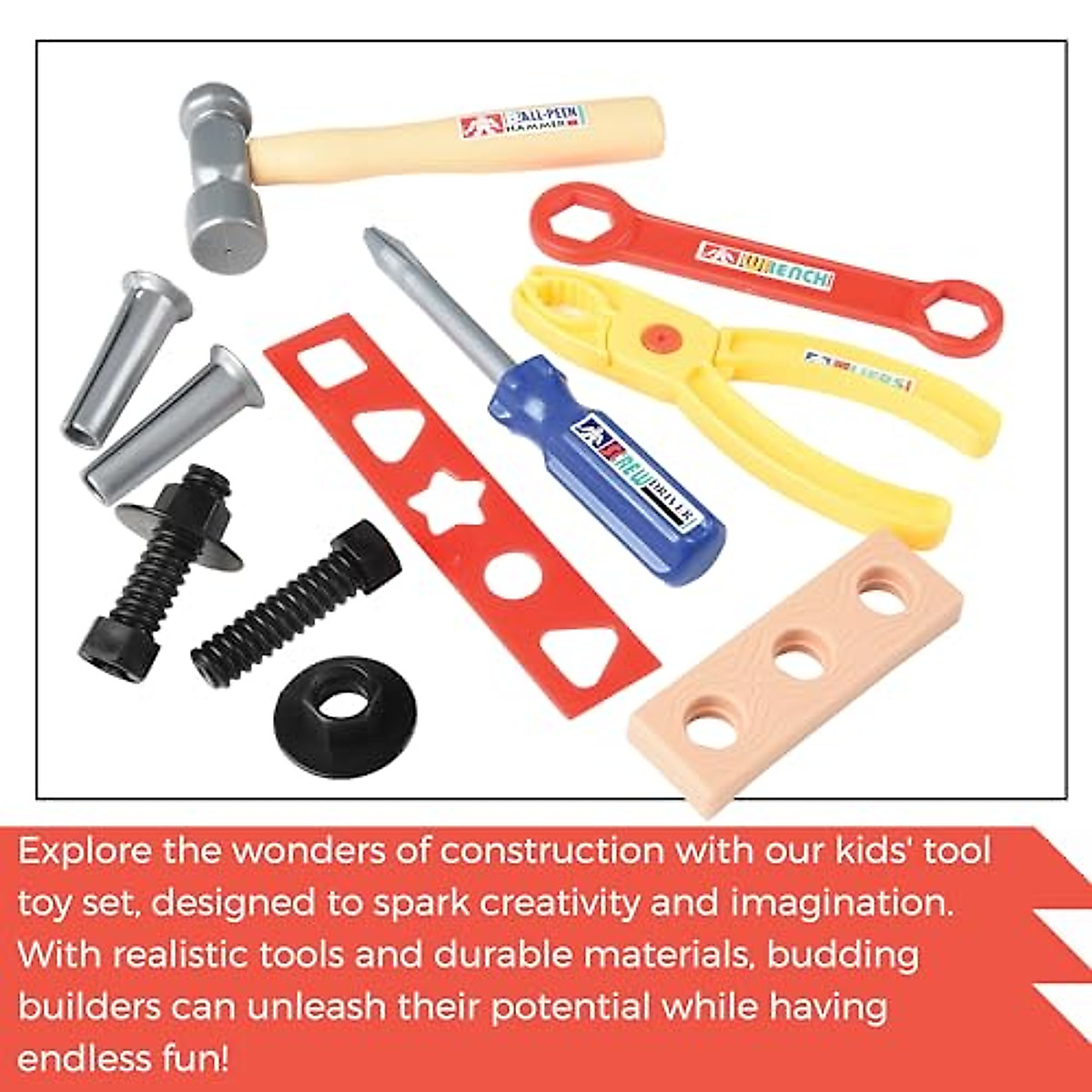 U. S. Toy Tool Set, Movable Play Tools for Kids, Pretend Play Kids Construction Kit for Kids, Party Favors, Birthday Gifts,, 12-Pack, Toddler Toys 3 Years & Up