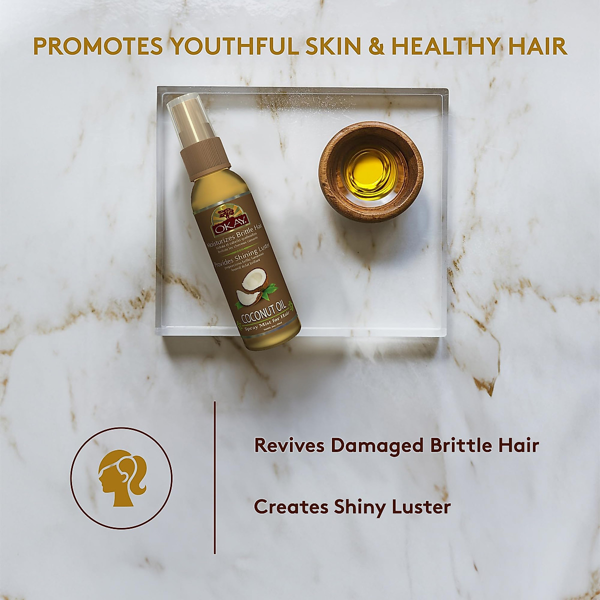 OKAY MIST HAIR SPRAY with COCONUT OIL 2oz / 59ml