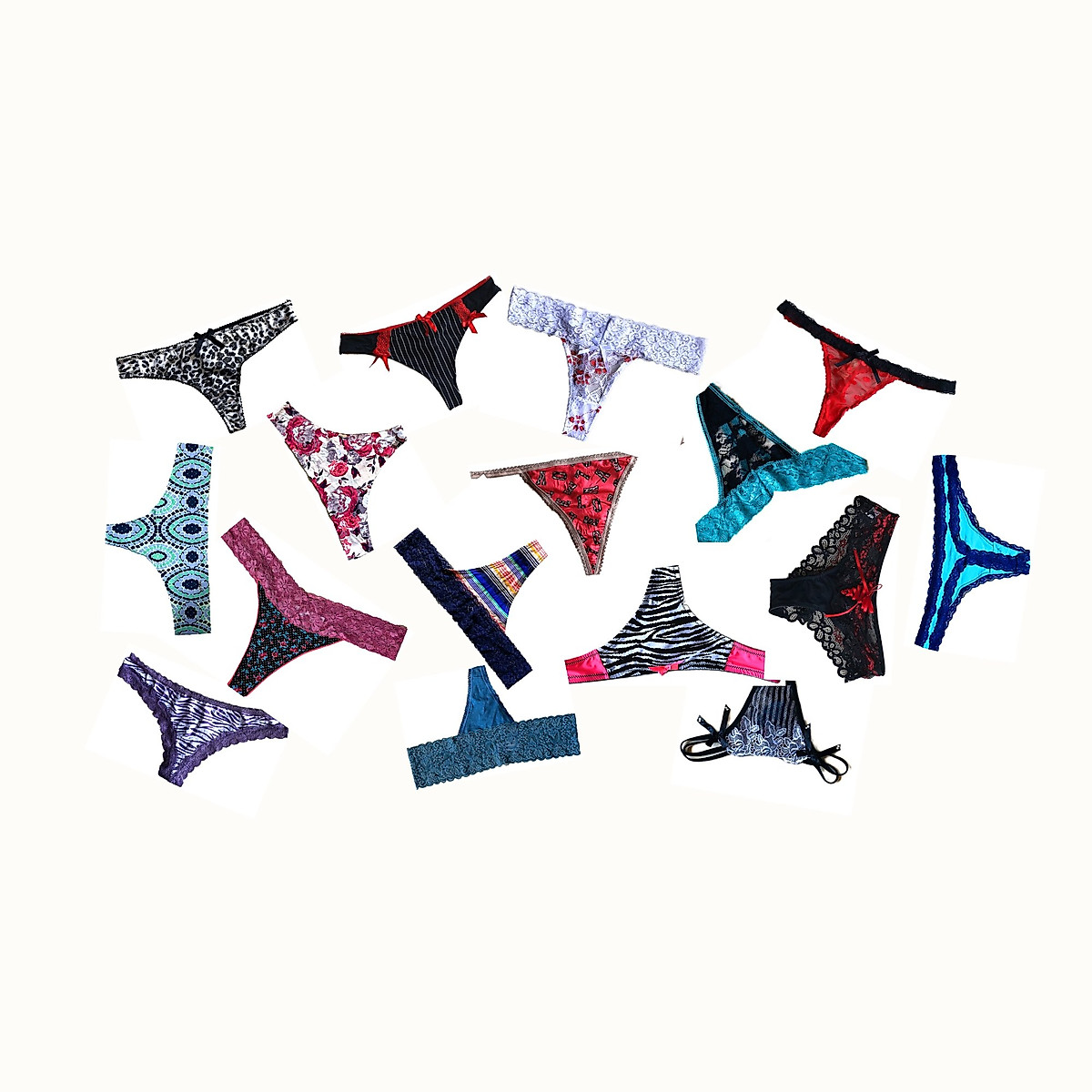 Morvia Varieties of Women Thong Pack Lacy Tanga G-string Bikini Underwear Panties (XL, 10 Pcs)